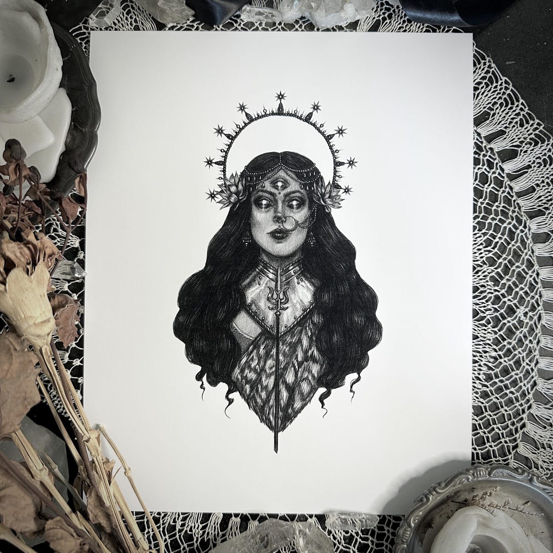 Durga - Fine Art Print - Hindu Goddess of Protection, Strength, & War ...