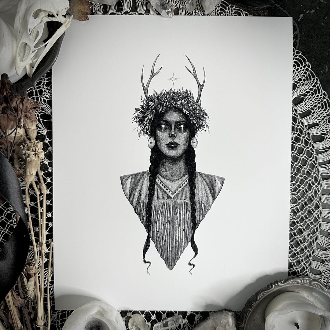 Deer Woman - Fine Art Print - Native American Protective Spirit - Pagan ...