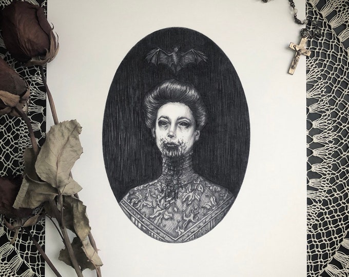 Carmilla - Fine Art Print - Victorian Vampire - Gothic Illustration ...