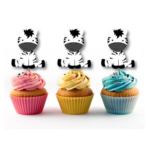 Baby Zebra Cupcake Toppers 12 Count for Baby Shower, Birthday Party ...
