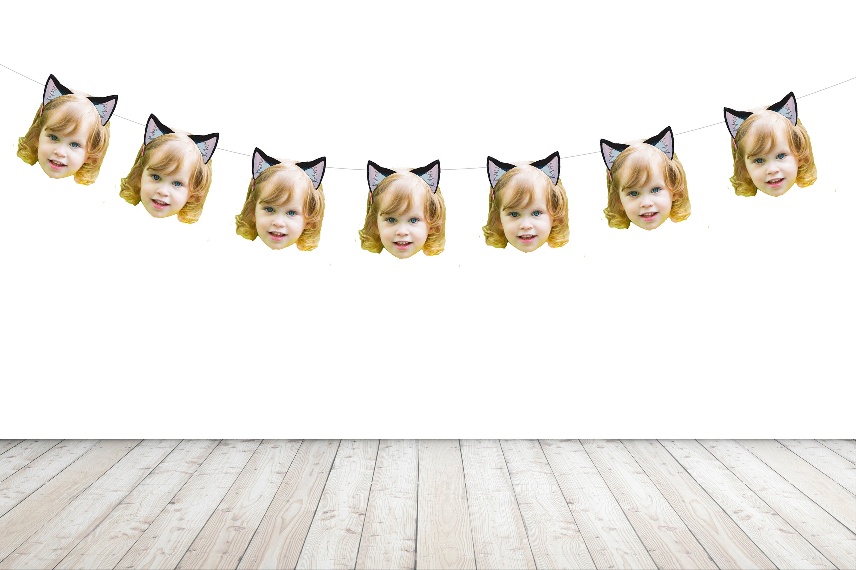 Cat Birthday Banner with Face and Cat Ears for Bday Party | Etsy