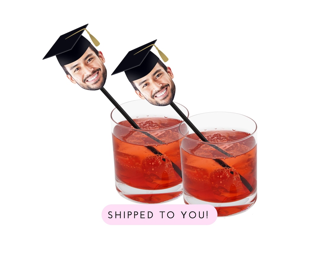 Graduation Party Decorations, Drink Stirrers With Face and Cap, Swizzle ...