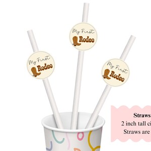My First Rodeo Cupcake Toppers | 1st Rodeo Stickers | Straw Flags for ...