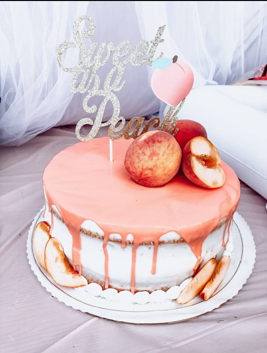 Sweet as a Peach Cake Topper Gold Glitter Georgia Peach - Etsy