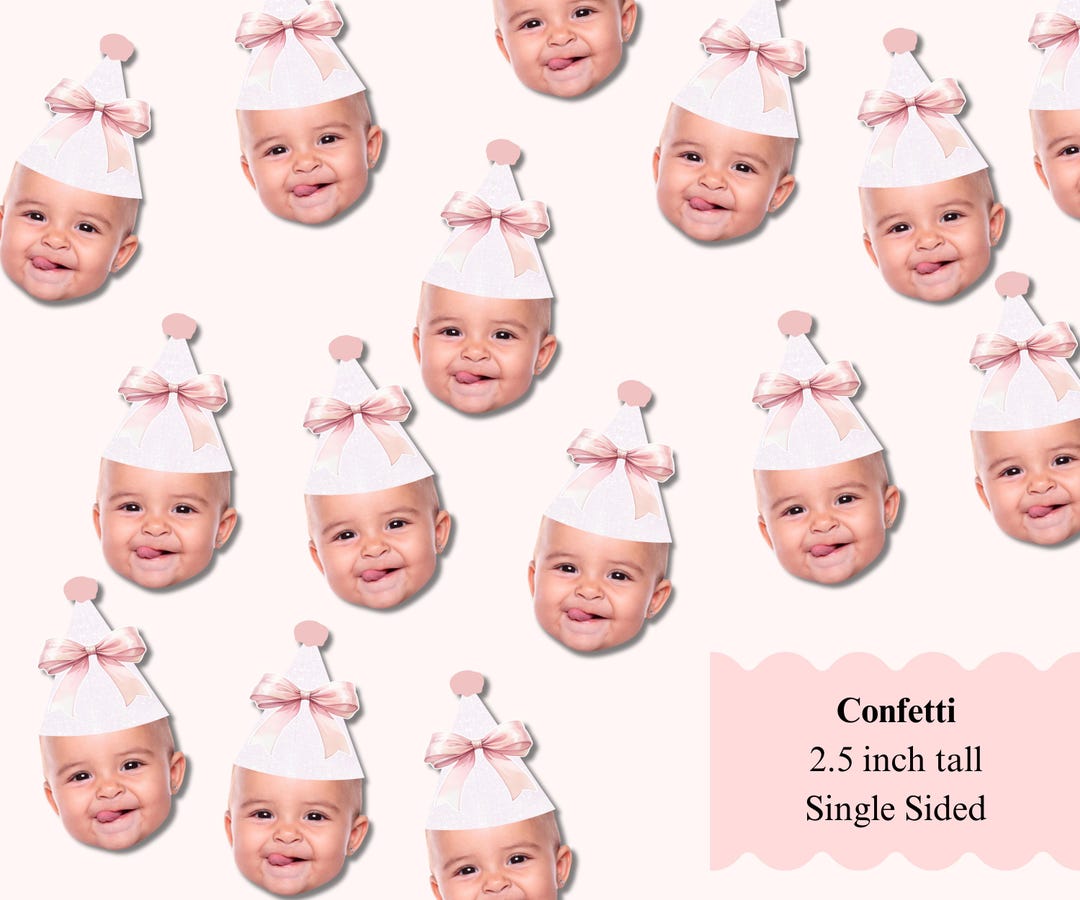 Pink Bow Confetti With Face | Coquette Pink Party Decorations | Face ...