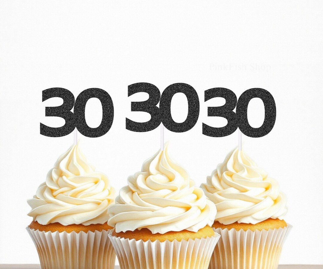 30th Birthday Cupcake Toppers | Glitter Cake Picks for Thirtieth ...