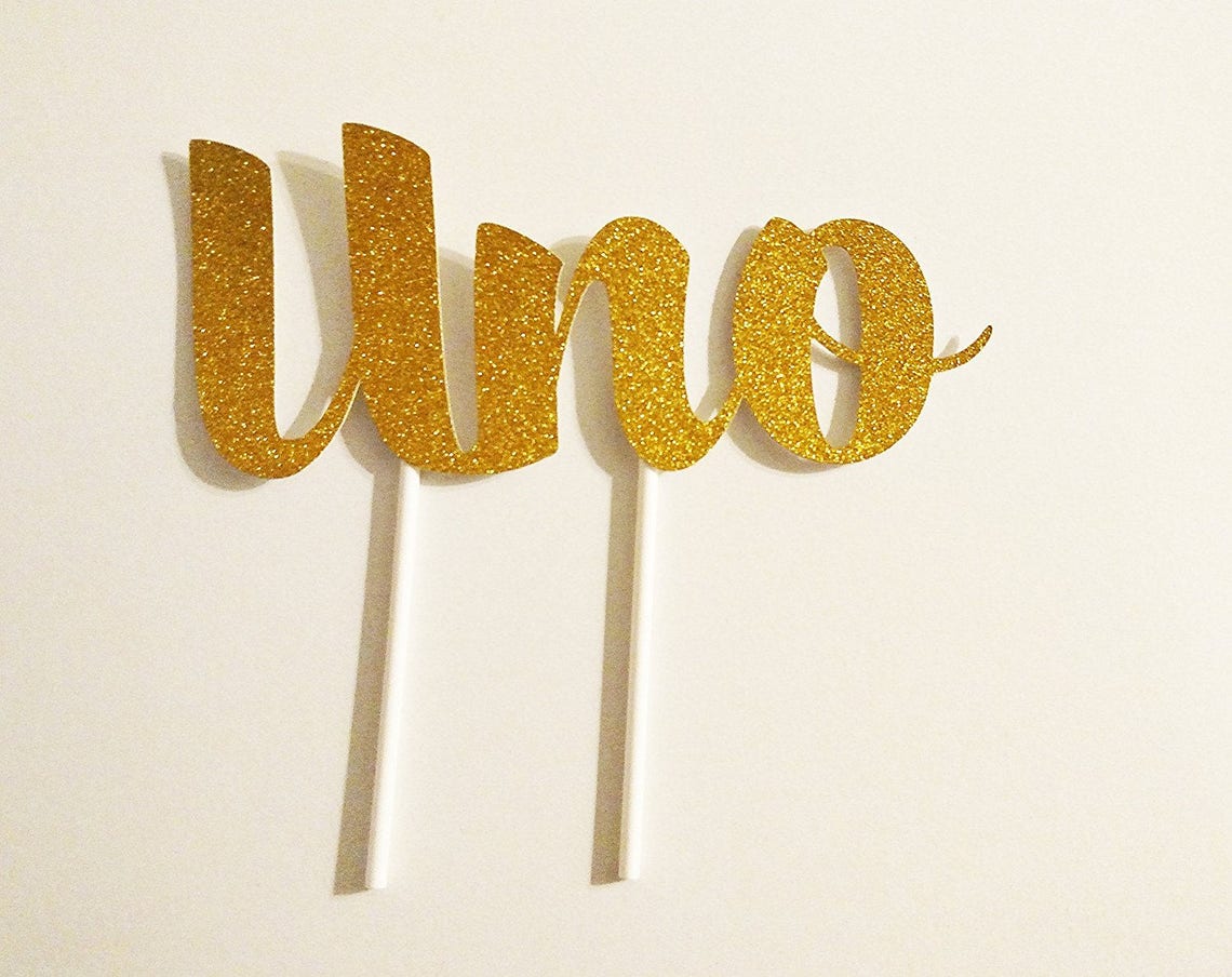 Uno Gold Glitter Cake Topper for First Birthday Cake Smash - Etsy