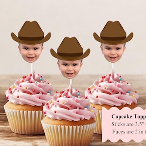 Cowboy Cupcake Toppers With Face, Photo Cowboy Hat, Birthday ...