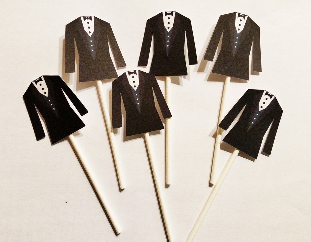 Wedding Tuxedo Cupcake Toppers groom 12 Count - Etsy