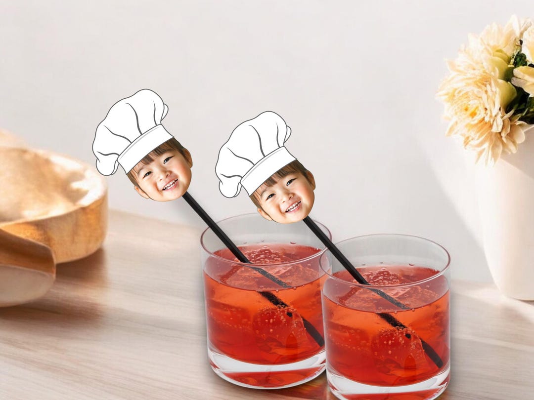 Chef Drink Stirrers With Face and Chef Hat | Customized Pizza Party ...