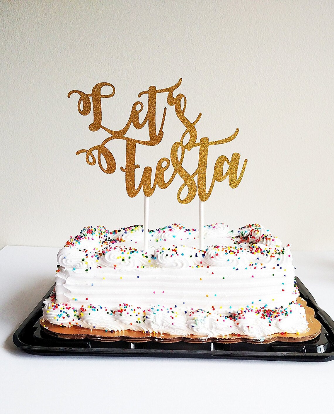 Let's Fiesta Gold Glitter Cake Topper for Birthday Party | Etsy