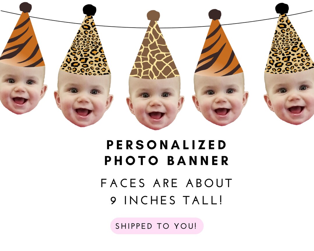 Animal Print Photo Banner, Leaopard Print Face Bunting, Tiger Print ...