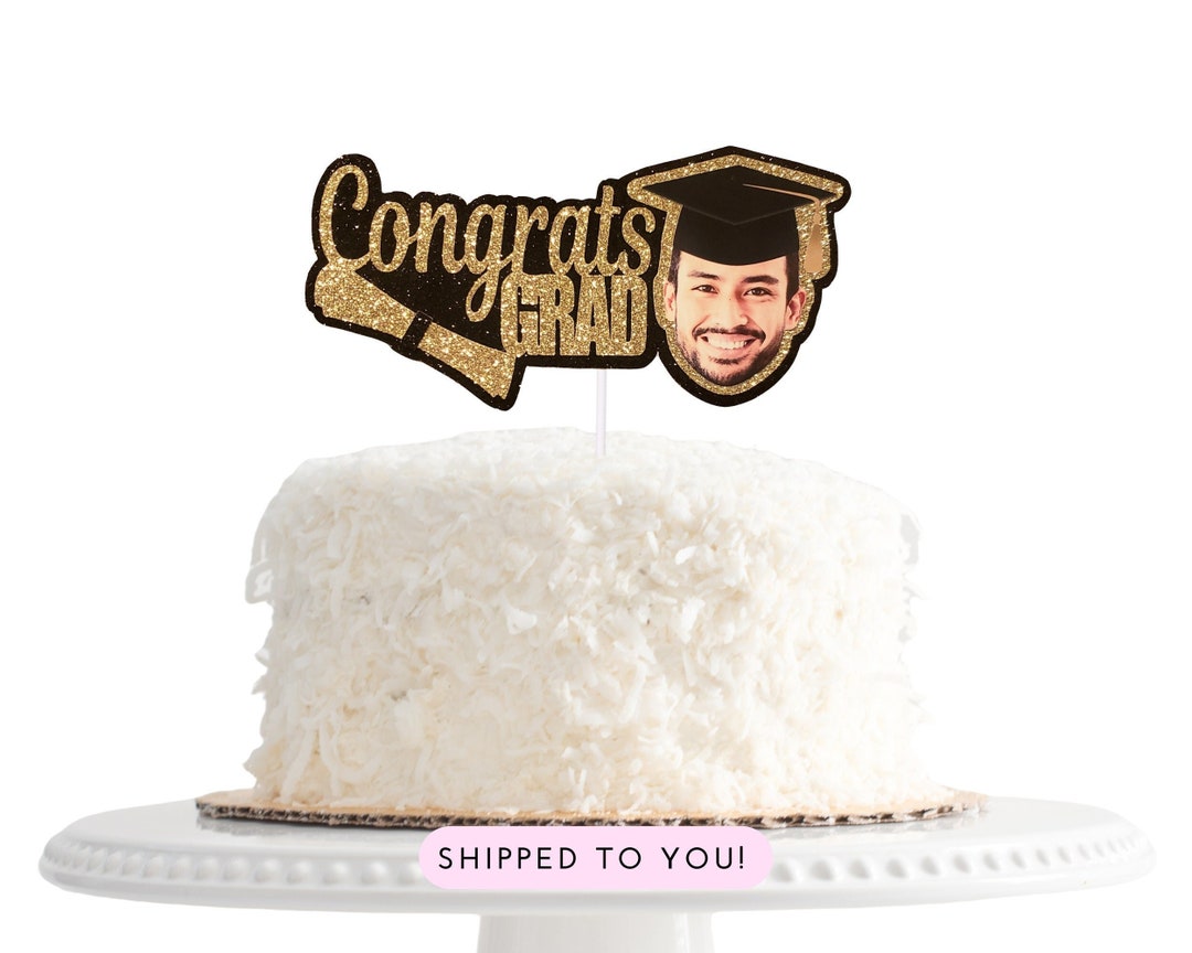 Graduation Cake Toppers With Photo and Cap, Face Cake Topper ...
