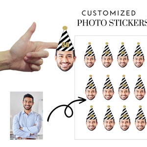 30th Birthday Custom Face Stickers (12 Count) - Party Favors, Thirtieth ...