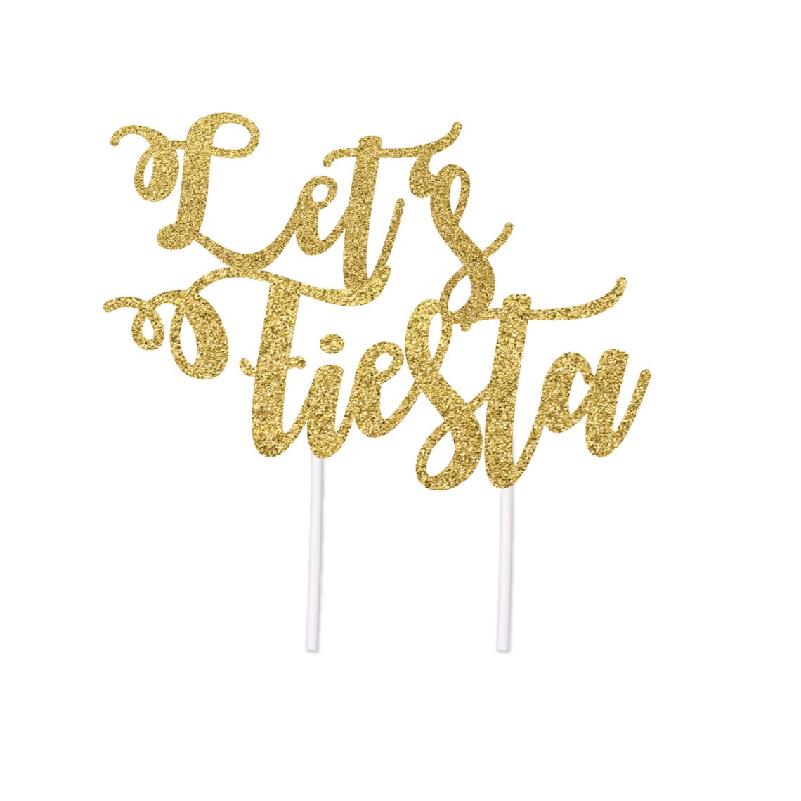 Let's Fiesta Gold Glitter Cake Topper for Birthday Party | Etsy