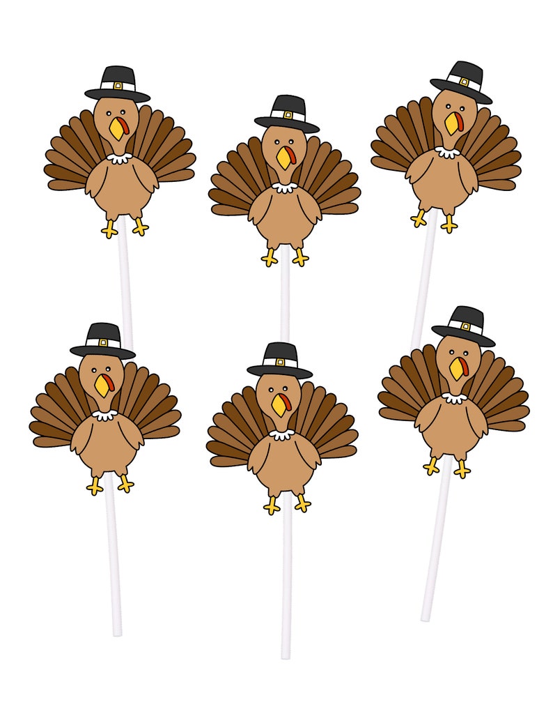 Turkey Cupcake Toppers 12 Count Thanksgiving Cake Topper - Etsy
