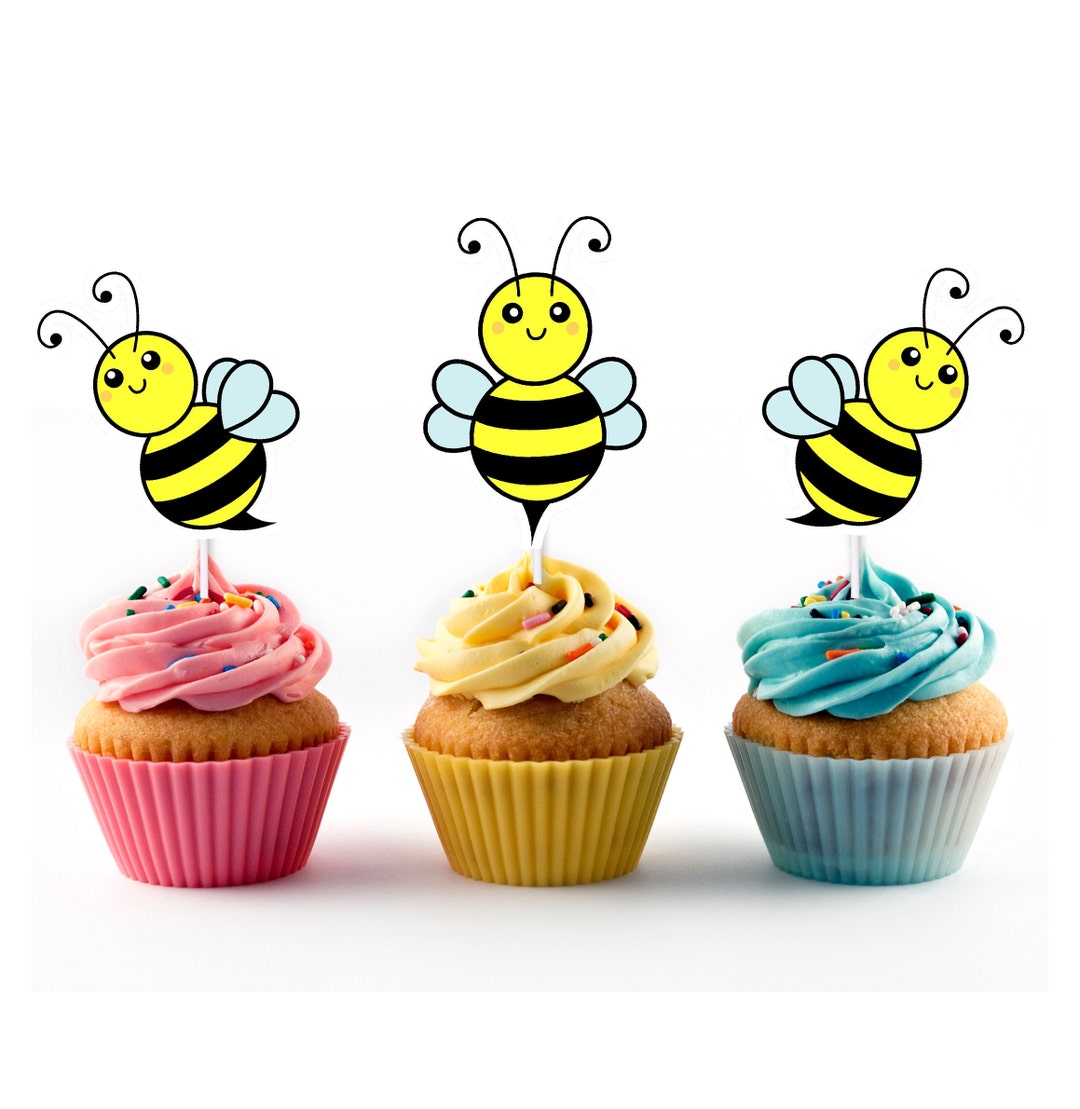 Bee Cupcake Toppers (12 Count) - Our Little Honey Bee, Bee Day Party ...