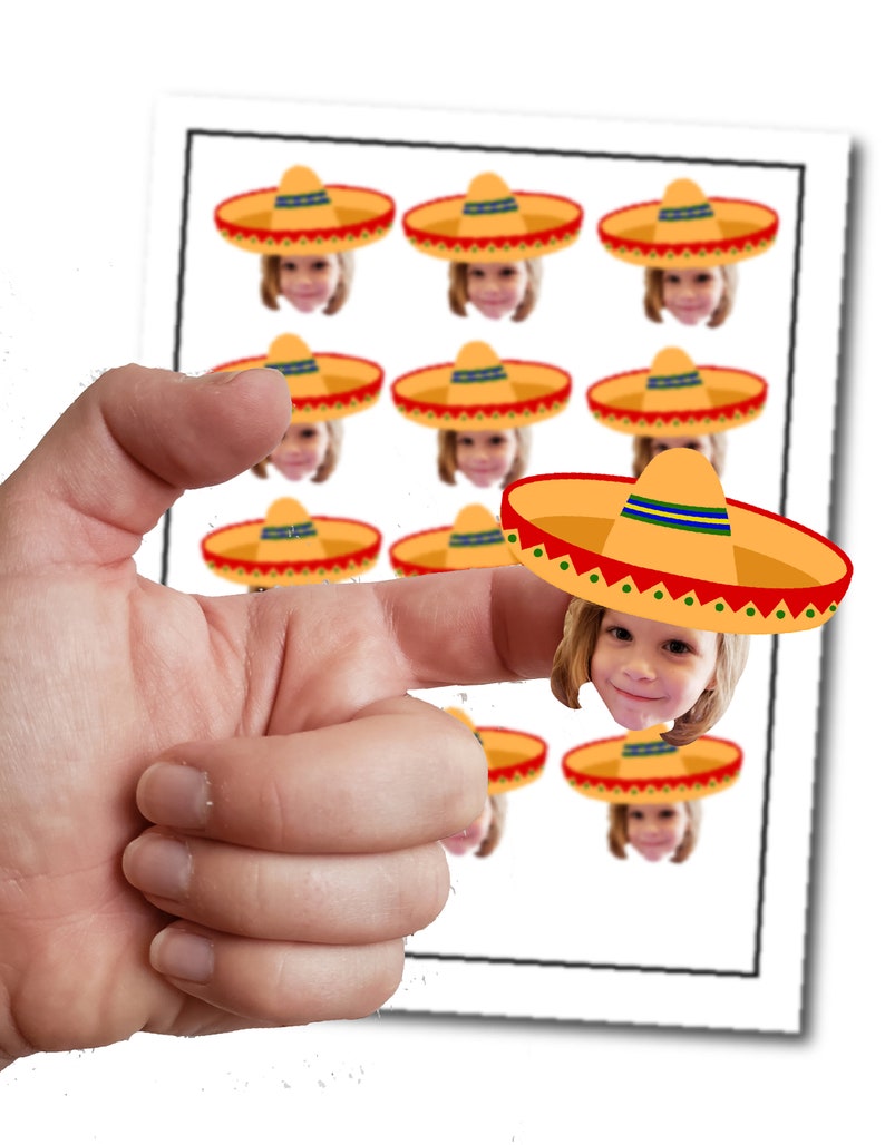 Fietsa Custom Face Stickers Sombrero Party Favors - Etsy