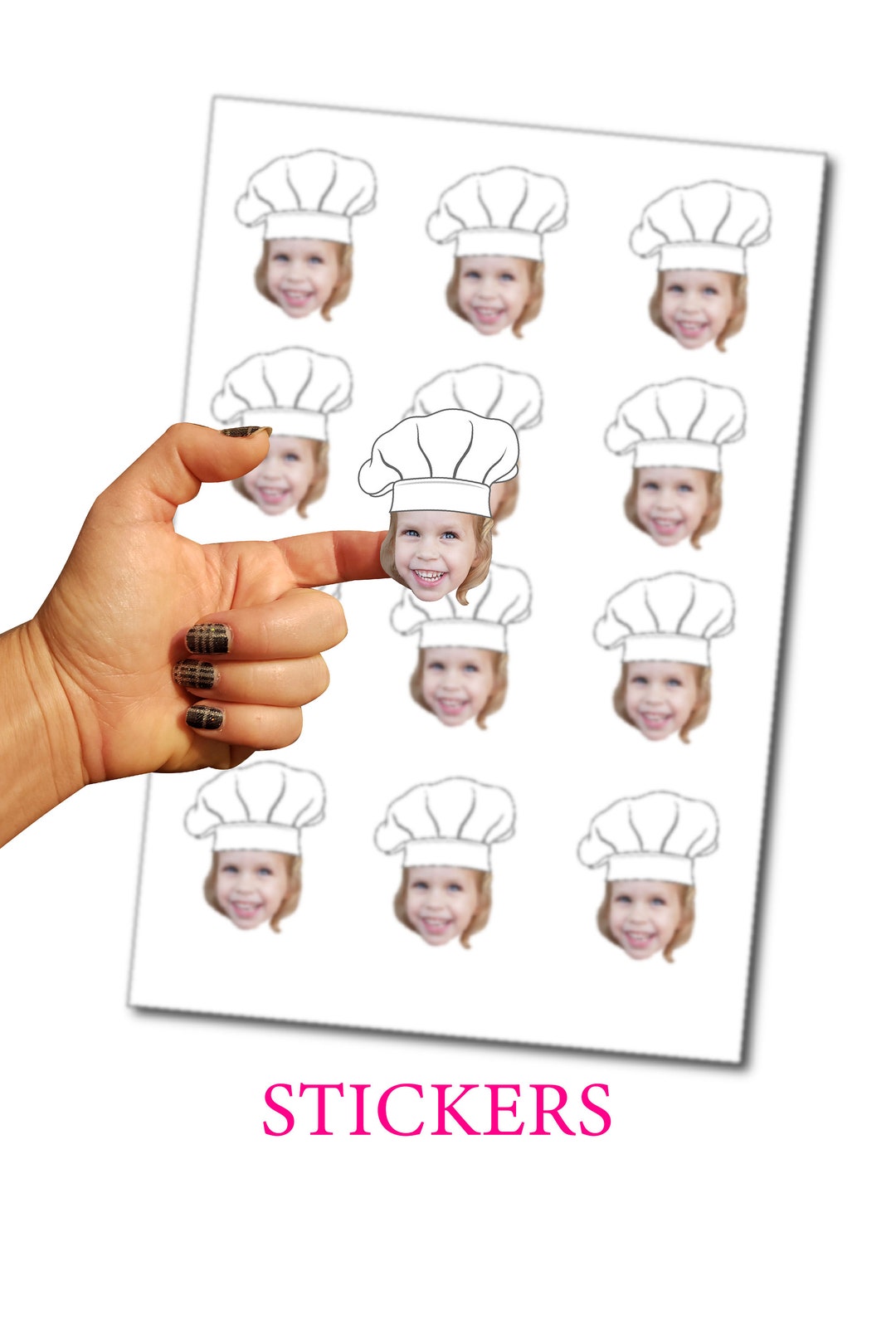Chef Face Stickers (12 Count) With Chef Hat on Top- Party Favors ...