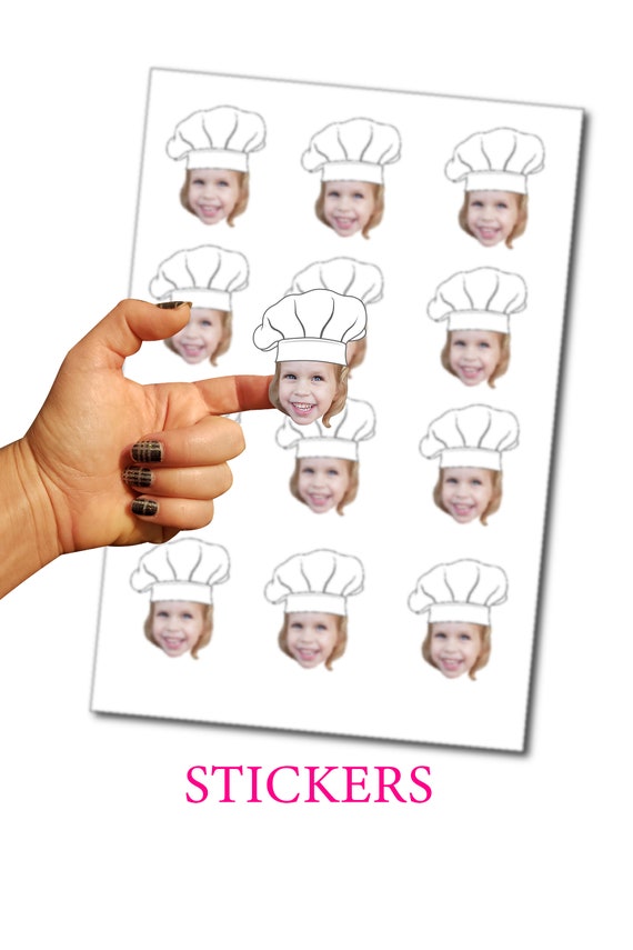 Chef Face Stickers 12 Count With Chef Hat on Top Party | Etsy