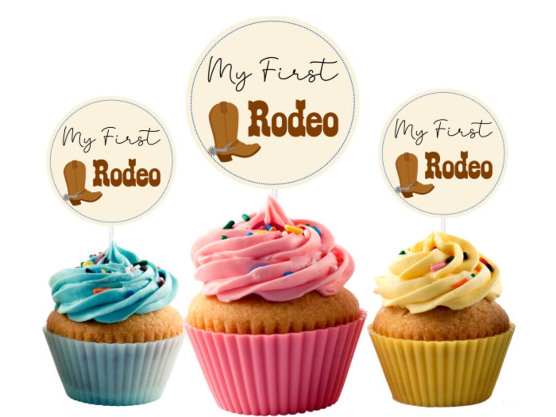 My First Rodeo Cupcake Toppers (12 Count) - Cowboy, Cowgirl, Cake Picks ...
