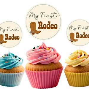 My First Rodeo Cupcake Toppers | 1st Rodeo Stickers | Straw Flags for ...