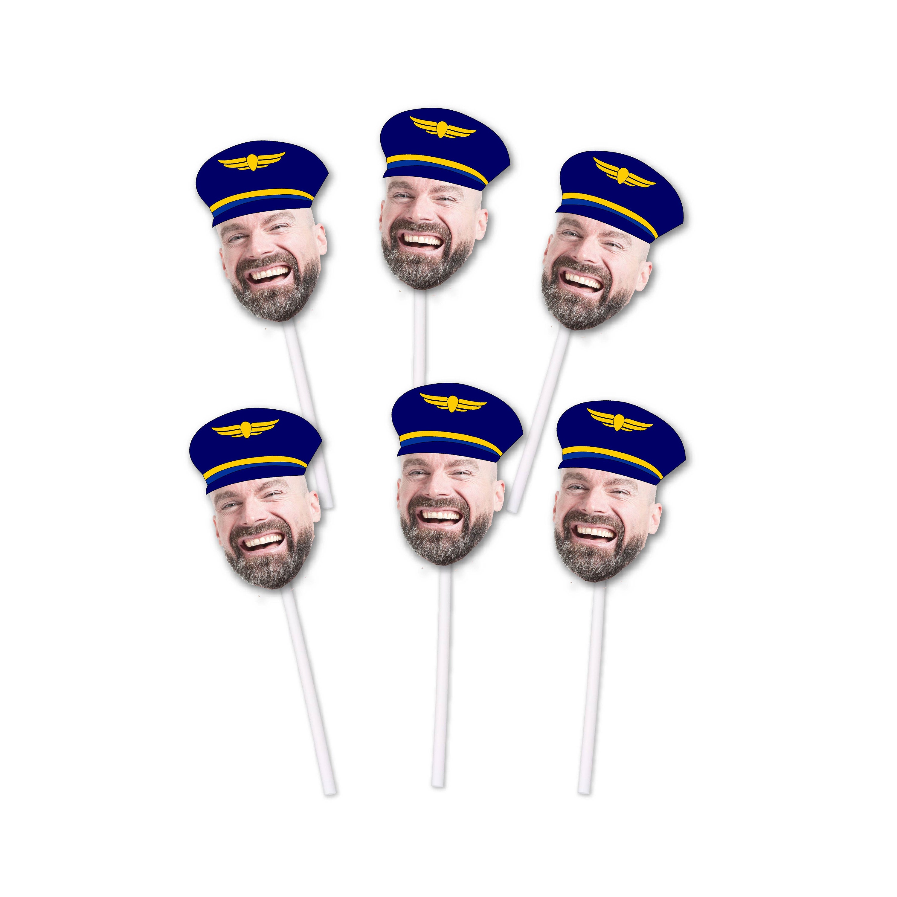 Pilot Cupcake Toppers With Custom Face Photo 12 Count - Etsy