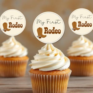 My First Rodeo Cupcake Toppers | 1st Rodeo Stickers | Straw Flags for ...