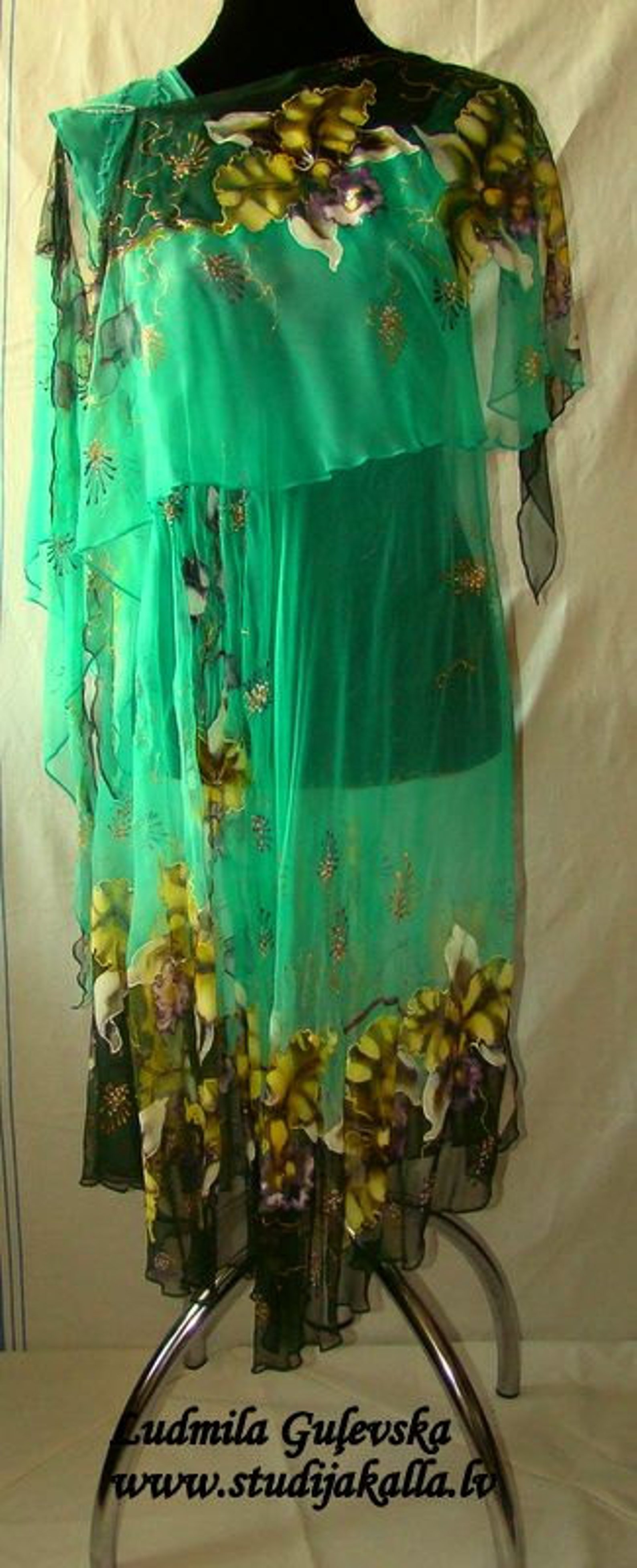 Dress.natural Silk Dress - Handmade Artwork ,silk Painting, 100% ...