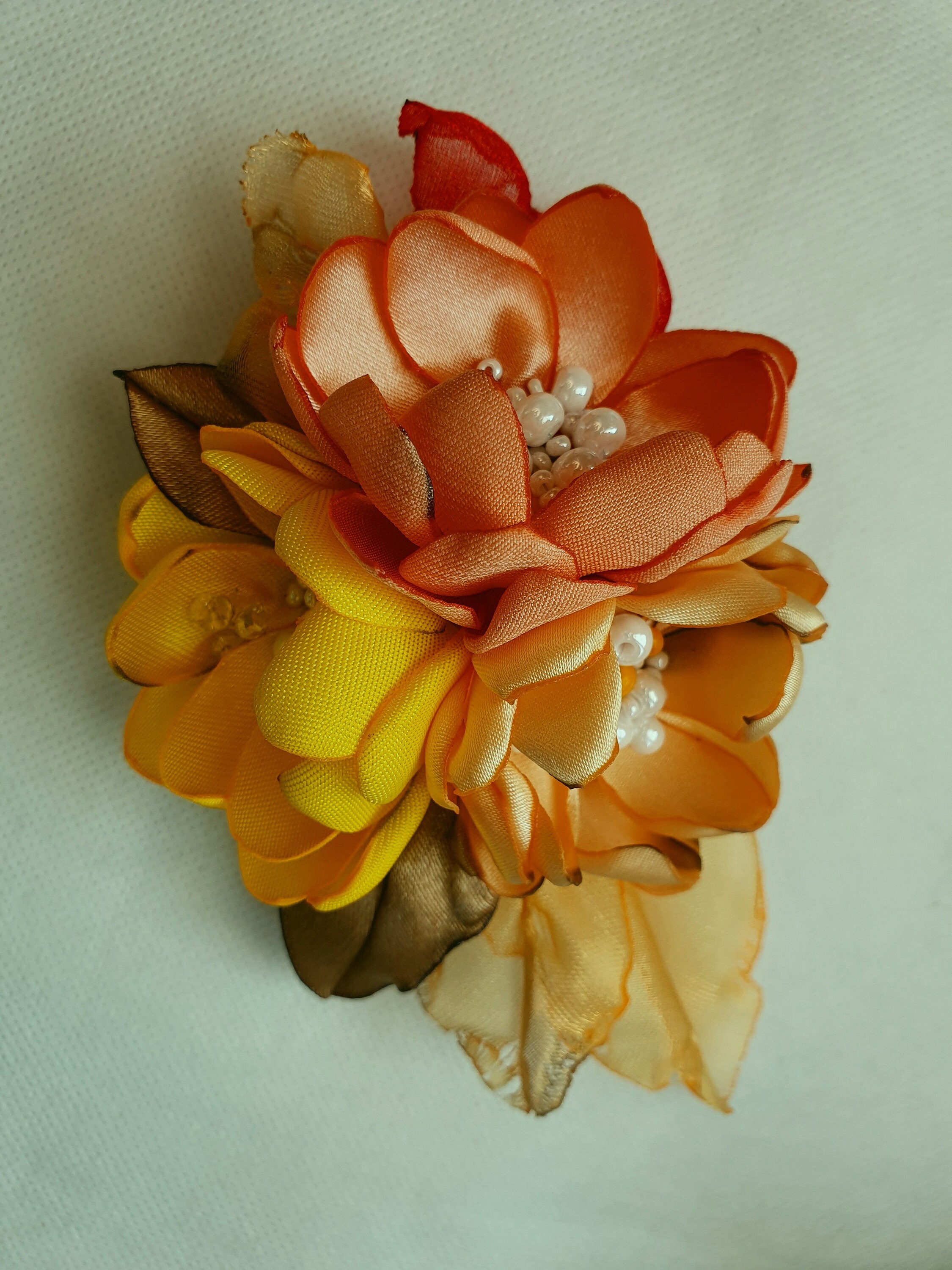 Flower Brooch. Handmade Different Colors Satin Flower Brooch. - Etsy