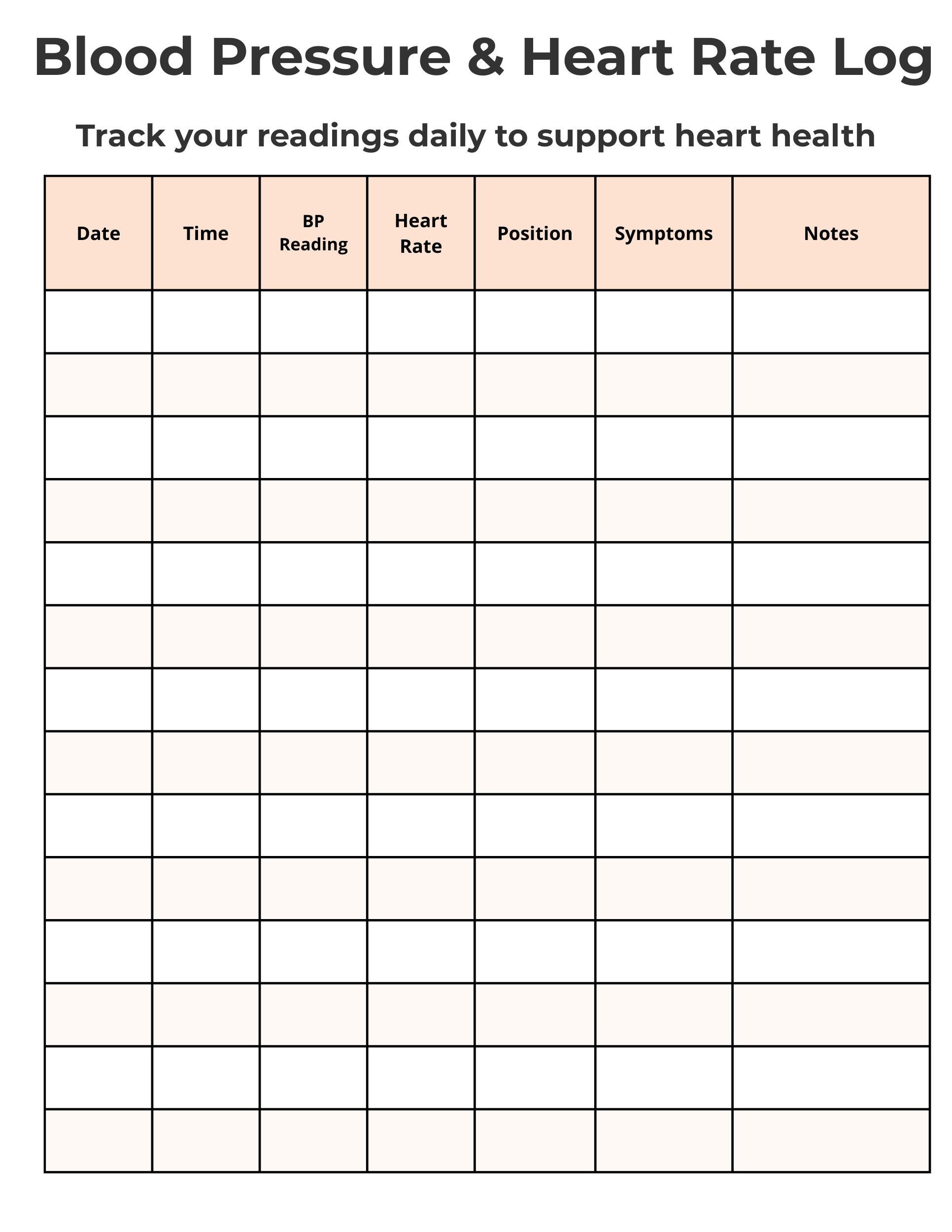 Blood Pressure Tracker Printable | Heart Health Log | BP Log Sheet ...