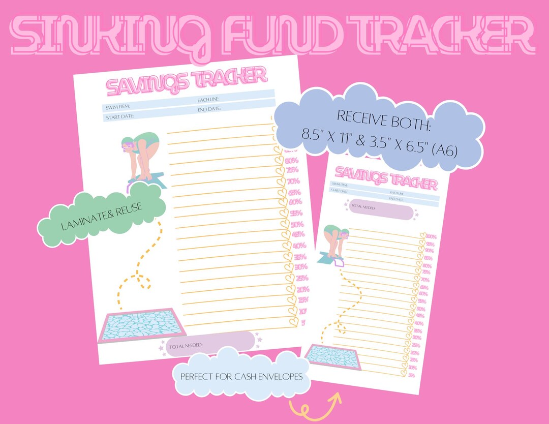 Swimming Sinking Fund Tracker, Cash Envelopes, A6 Envelopes, Sports ...