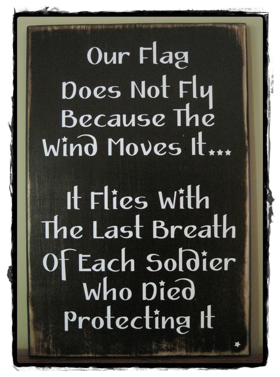 OUR FLAG Patriotic Wood Sign; Measures 20" X 11.5"; Black or Navy ...