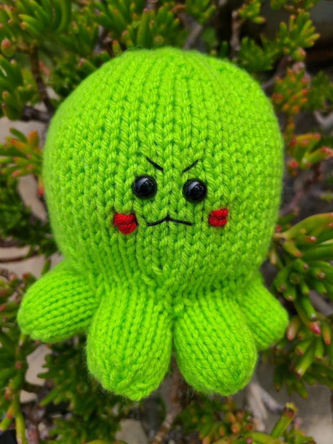 Hand Knit Grumpy or Happy Octopus, Kawaii, Amigurumi, Toy, Plush, Chose ...