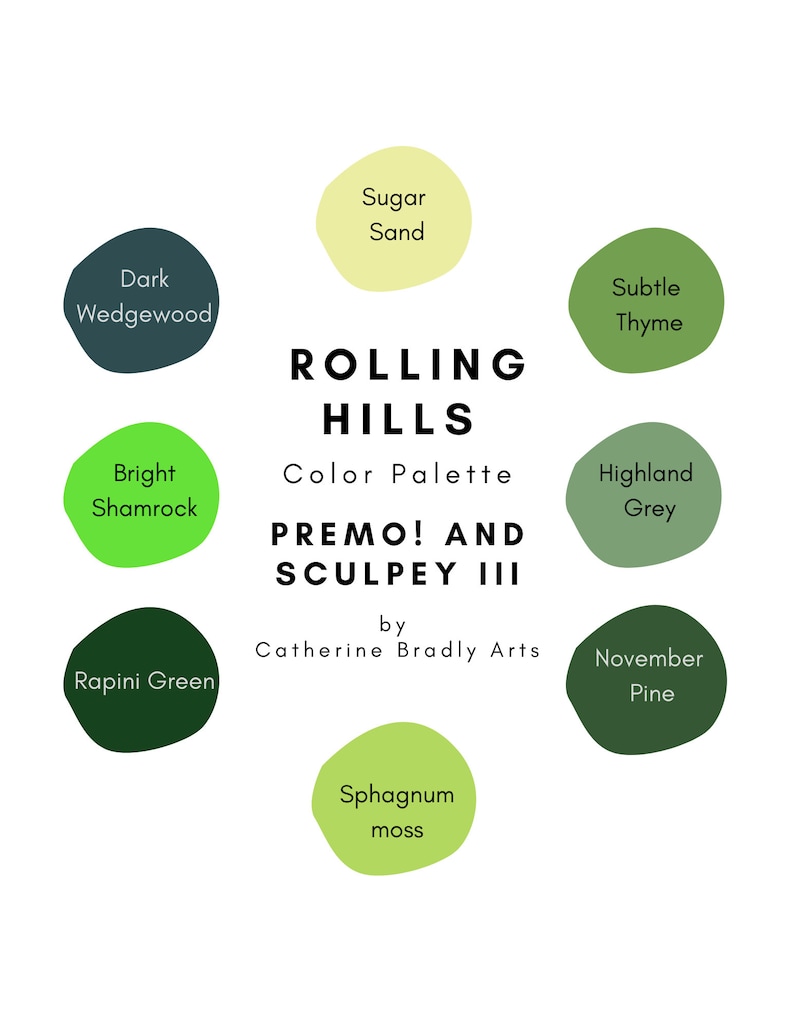 Rolling Hills Polymer Clay Palette Recipe Mixing Digital - Etsy