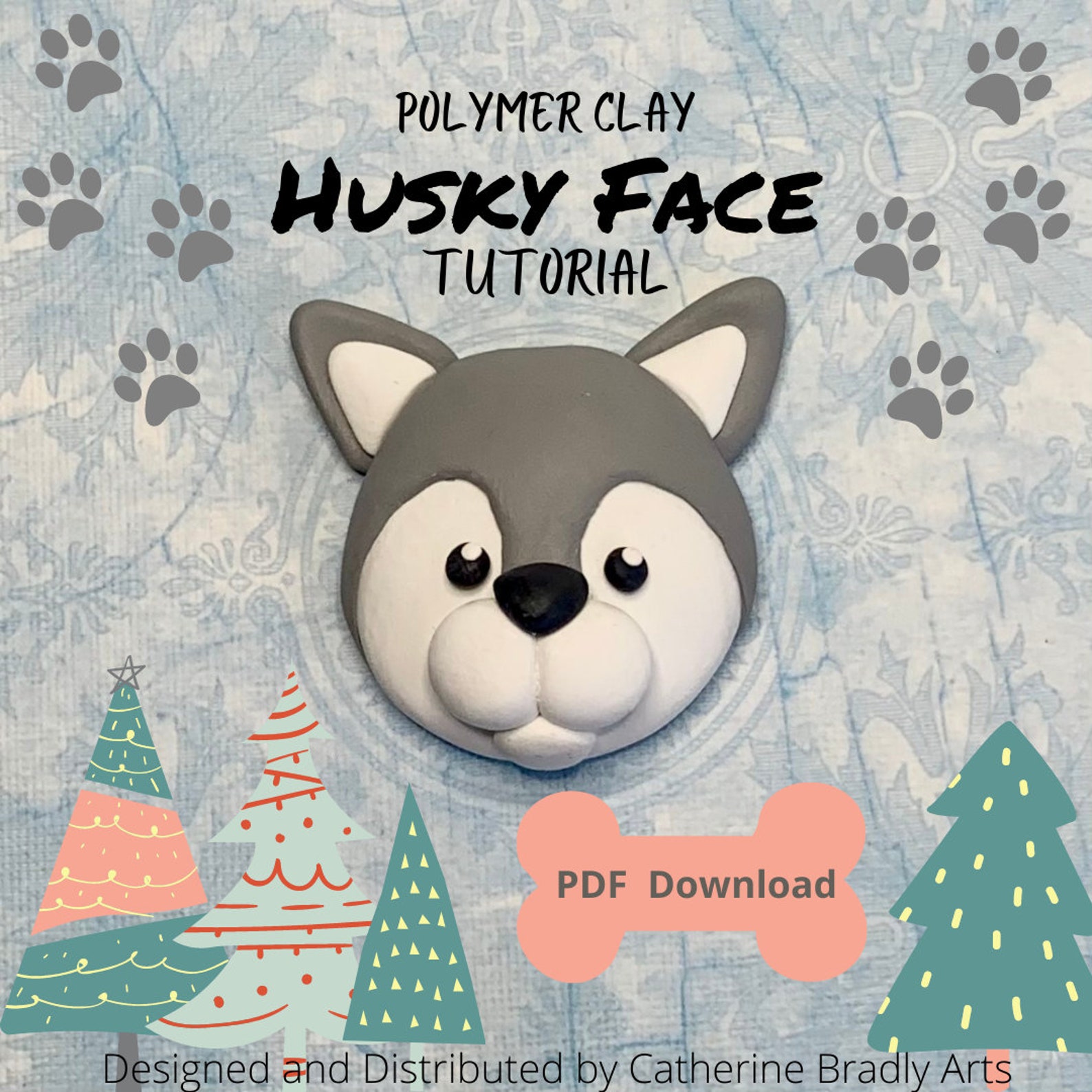 Polymer Clay Tutorial Husky Dog Face Guide How to Beginners Step by ...