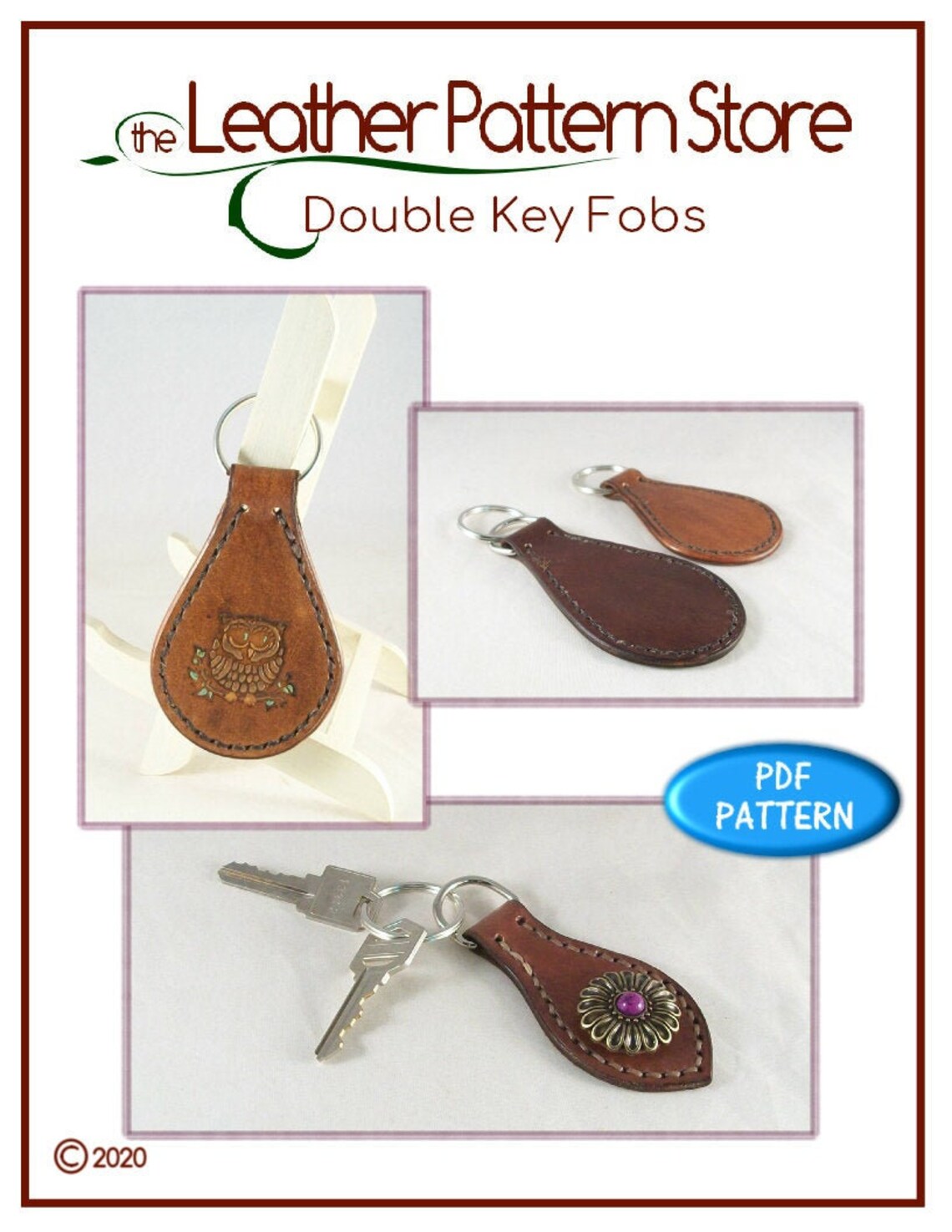 PATTERN - Double Key Fob Patterns for Leathercraft - PDF Leather ...