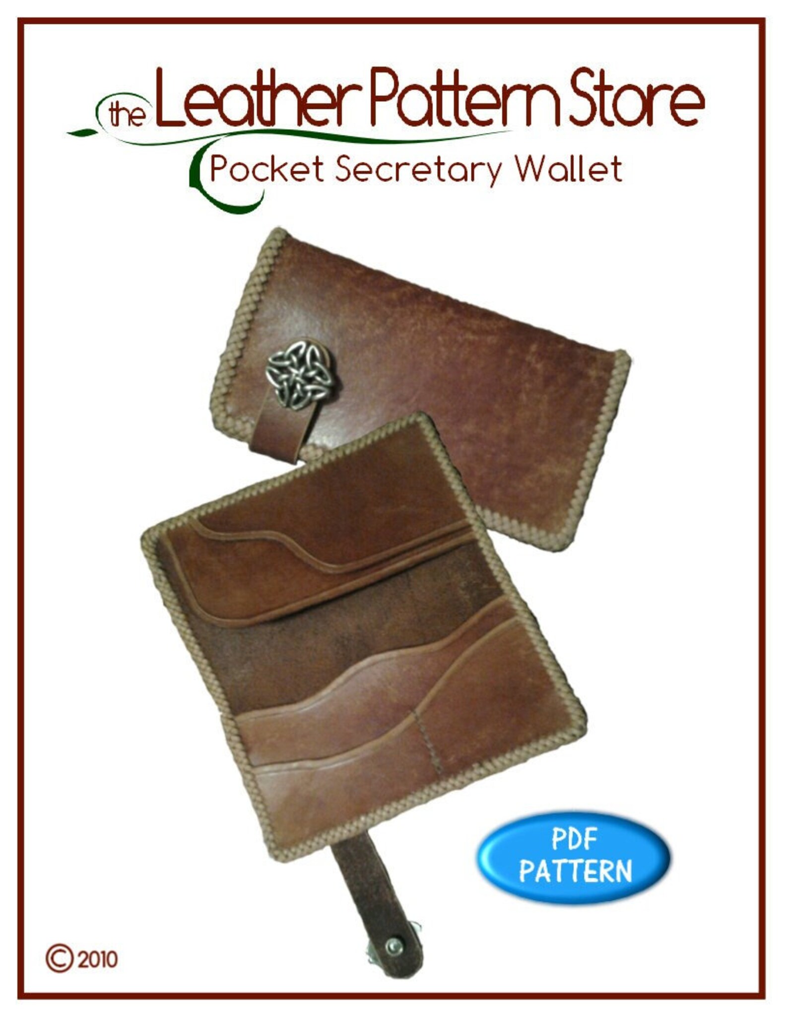 PATTERN - Pocket Secretary Wallet - Pattern for Leather - Leathercraft ...