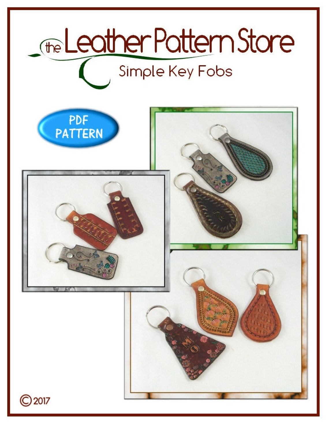PATTERN - Simple Key Fob Patterns for Leathercraft - PDF Leather ...