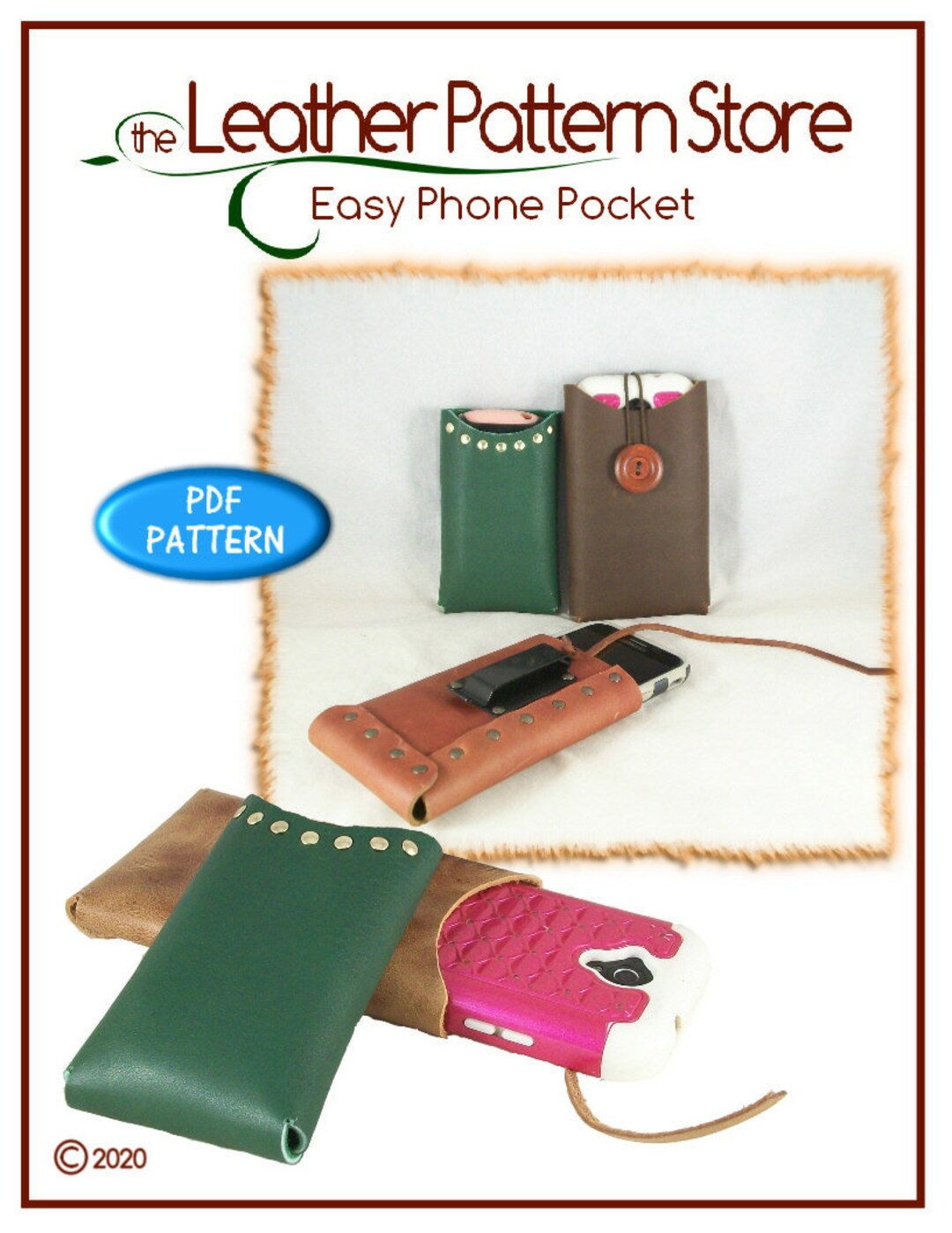 PATTERN Easy Phone Pocket Leathercraft Pattern Pattern for Leather PDF ...