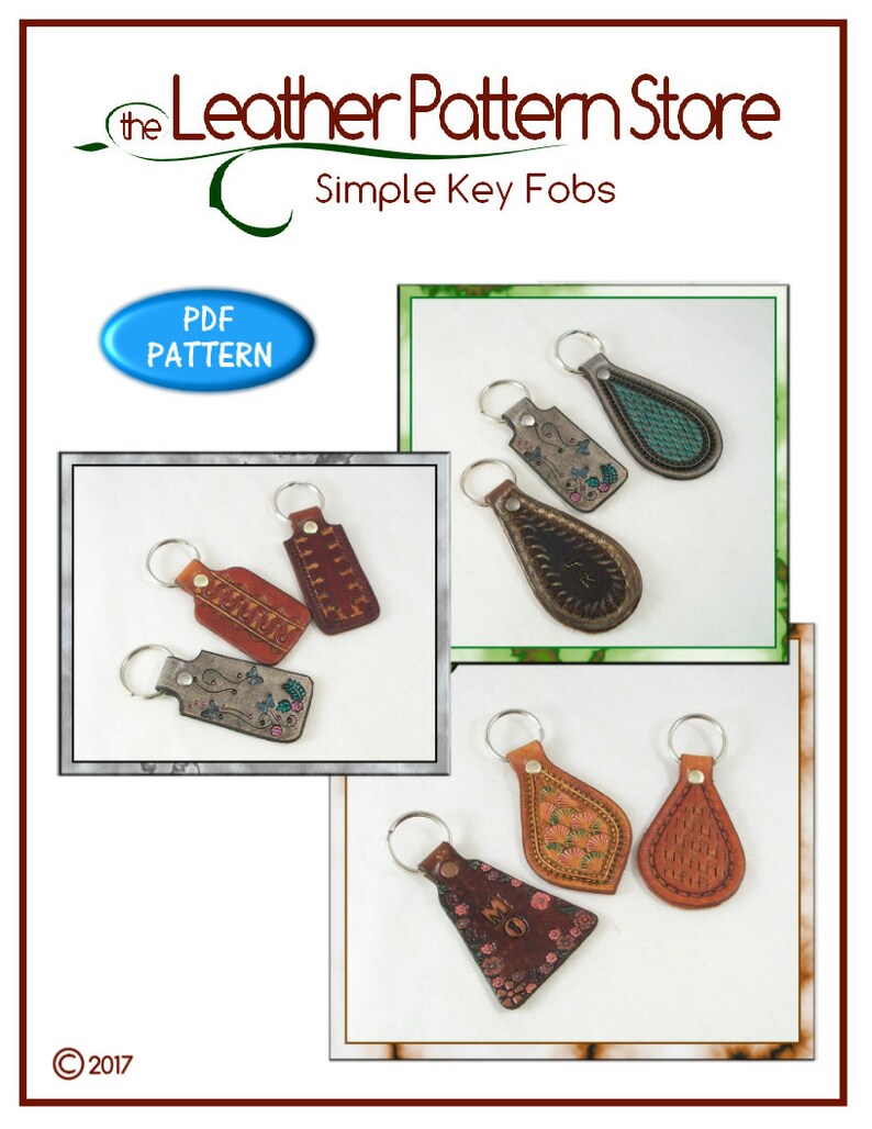 PATTERN Simple Key Fob patterns for leathercraft PDF | Etsy