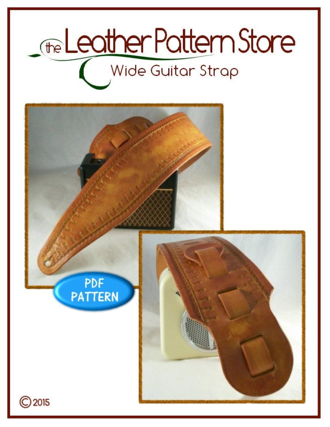PATTERN Wide Guitar Strap Pattern Standard Style Leathercraft PDF ...