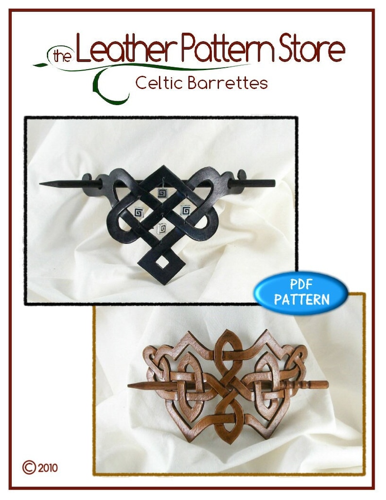 PATTERN - Celtic Stick Barrettes - Barrette Pattern for Leather - PDF ...