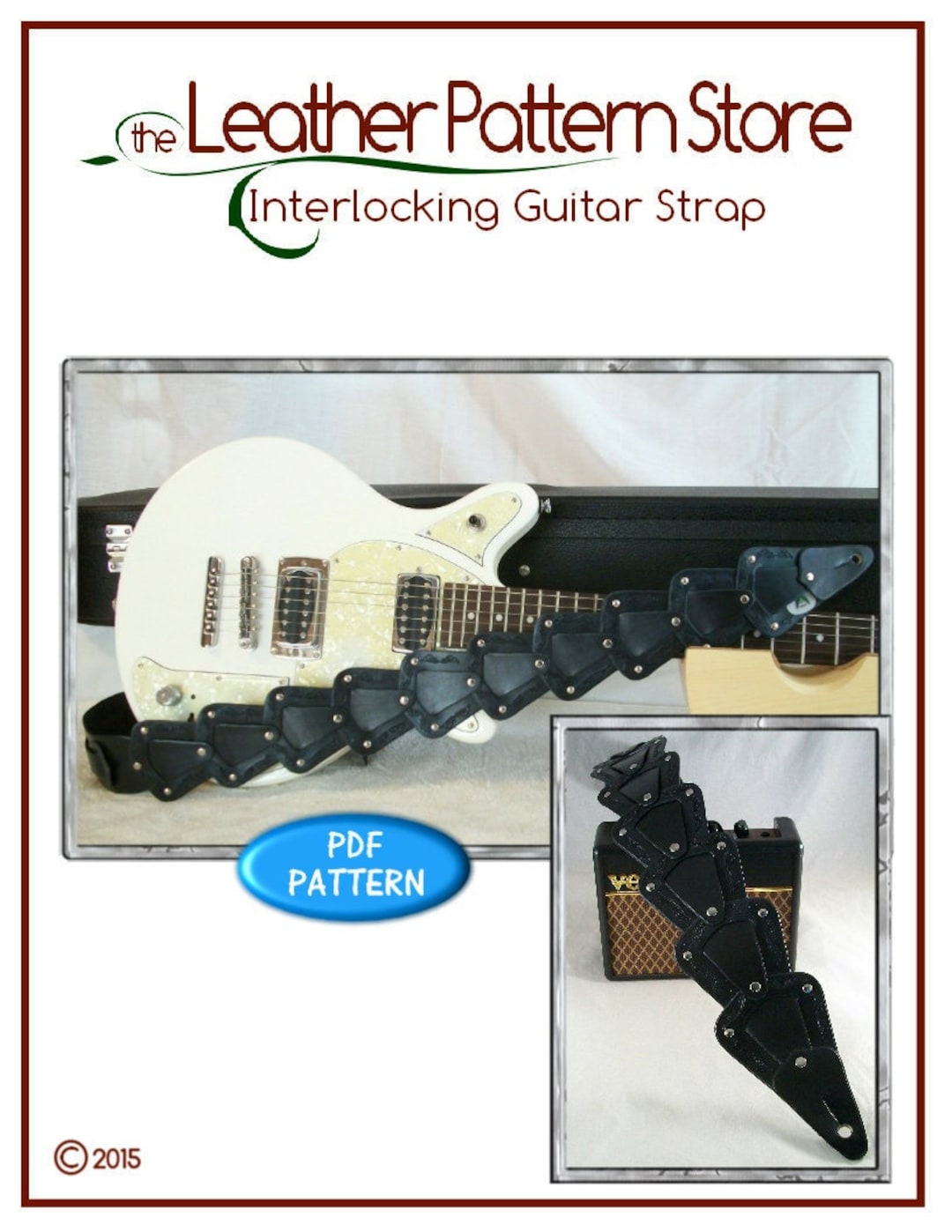PATTERN - Interlocking Guitar Strap Digital Pattern - Leathercraft ...
