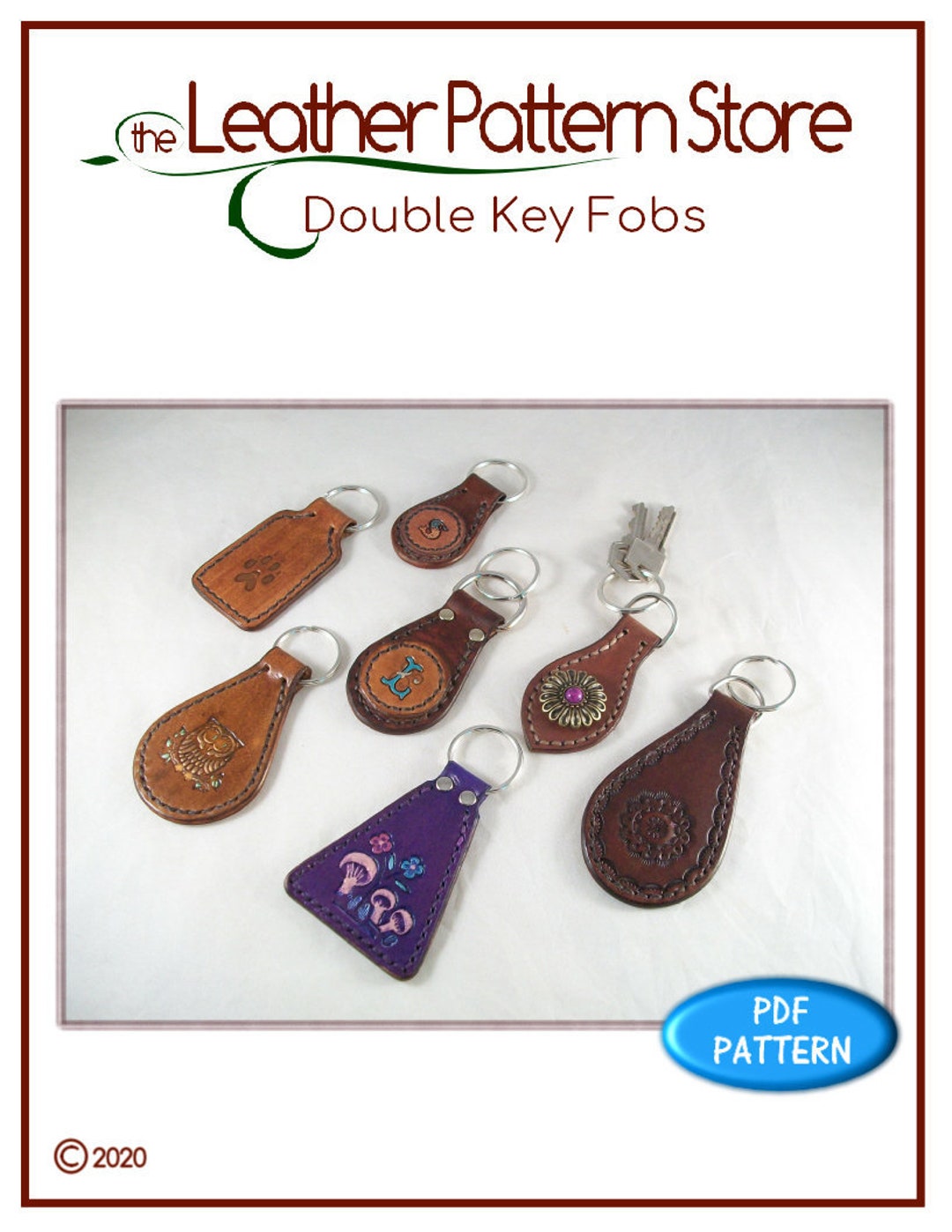 PATTERN - Double Key Fob Patterns for Leathercraft - PDF Leather ...