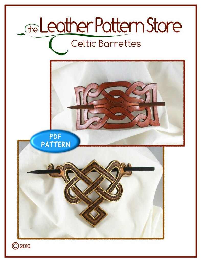 PATTERN - Celtic Stick Barrettes - Barrette Pattern for Leather - PDF ...