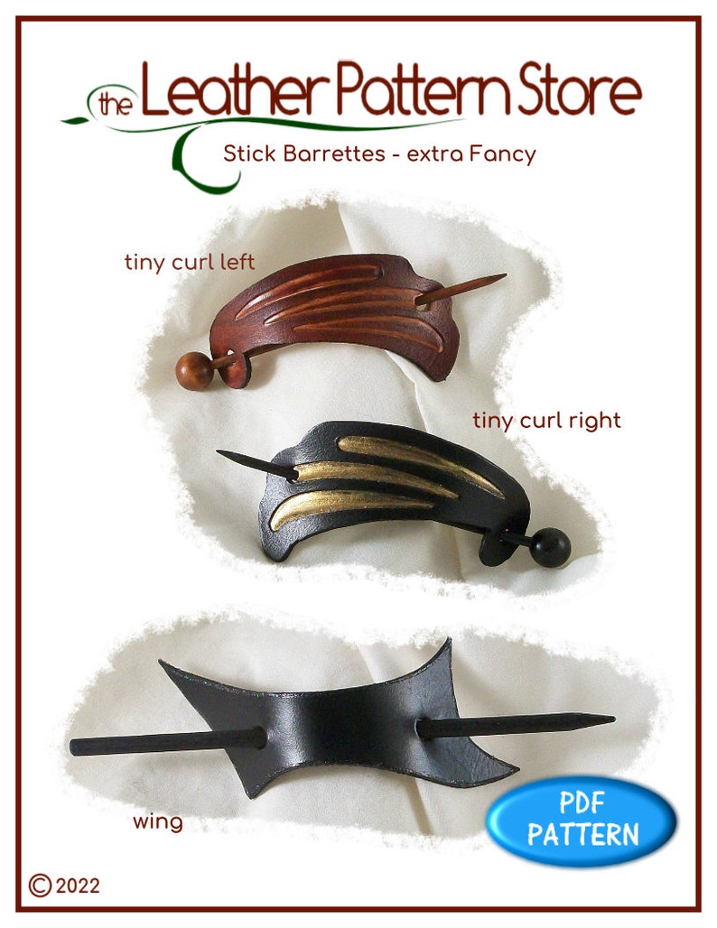 PATTERN - Stick Barrettes - Extra Fancy - Leathercraft Pattern for Hair ...