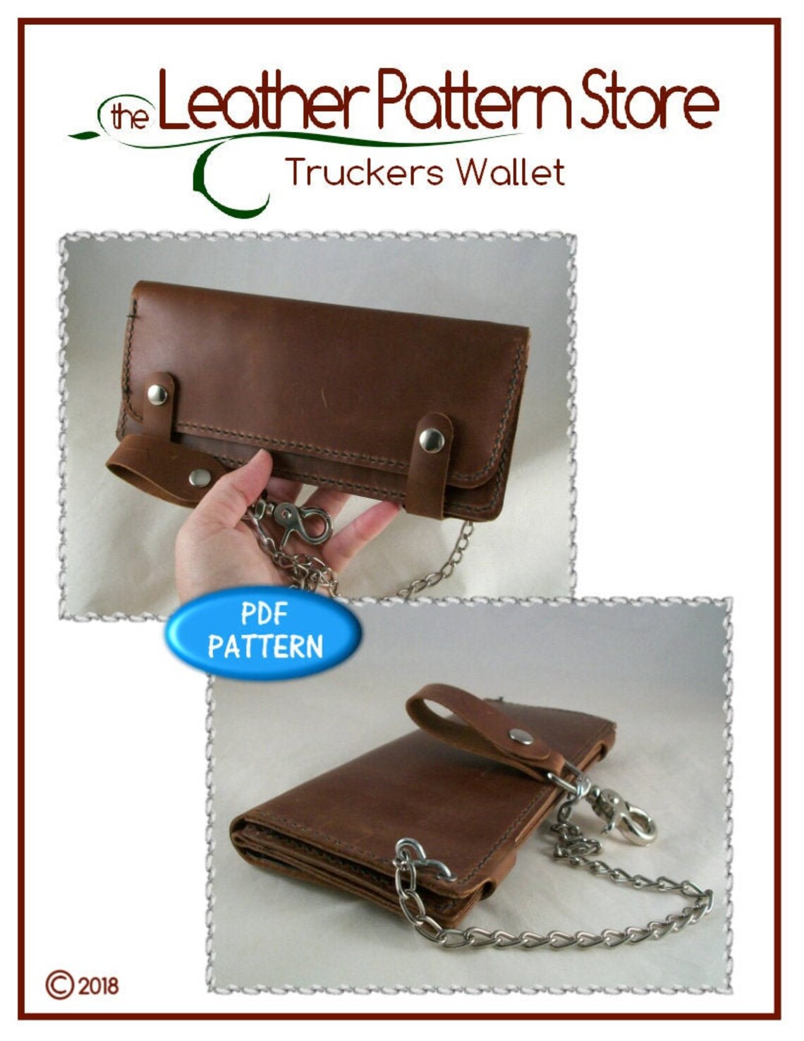 PATTERN - Truckers Wallet Pattern for Leather - Leathercraft Digital ...