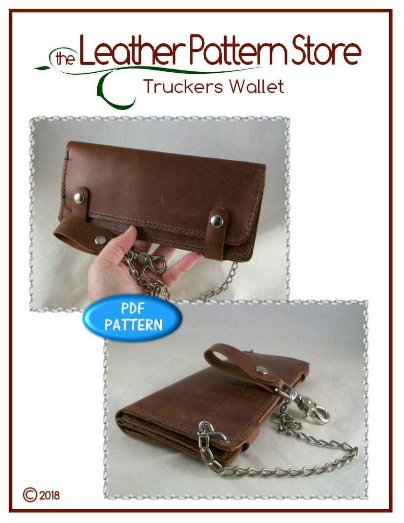 PATTERN - Truckers Wallet Pattern for Leather - Leathercraft Digital ...