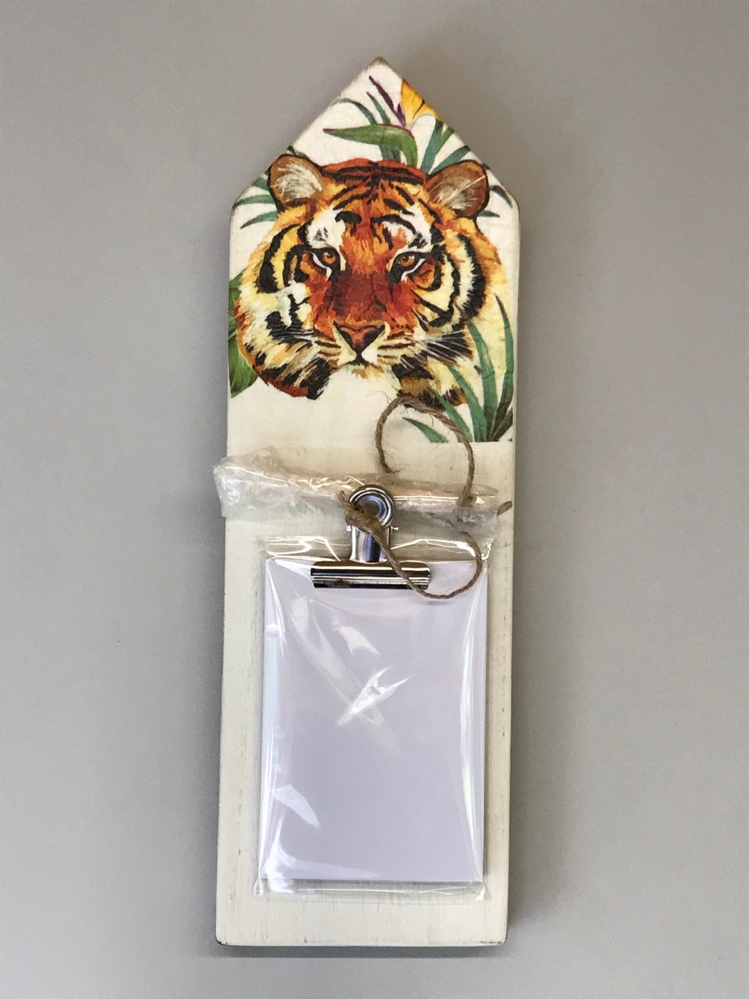 Tiger Design Decoupaged Wooden Notepad Holder With Pencil - Etsy